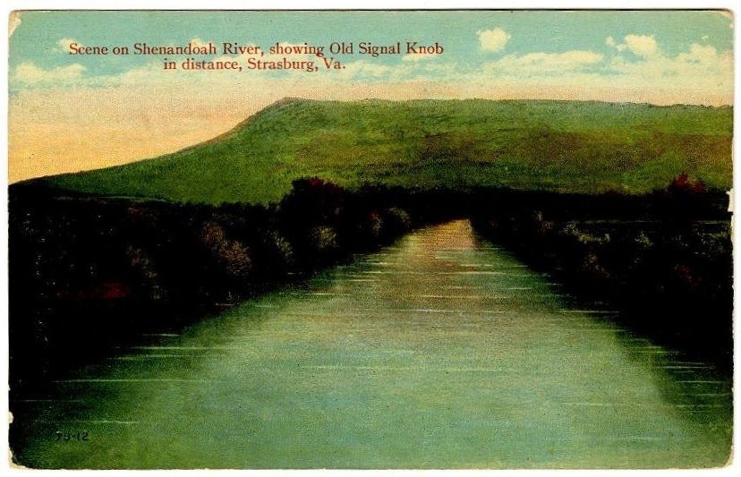 Scene on Shenandoah River, showing Old Signal Knob in distance ...