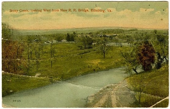 Stony Creek, looking West from New R.R. Bridge, Edinburg Va ...
